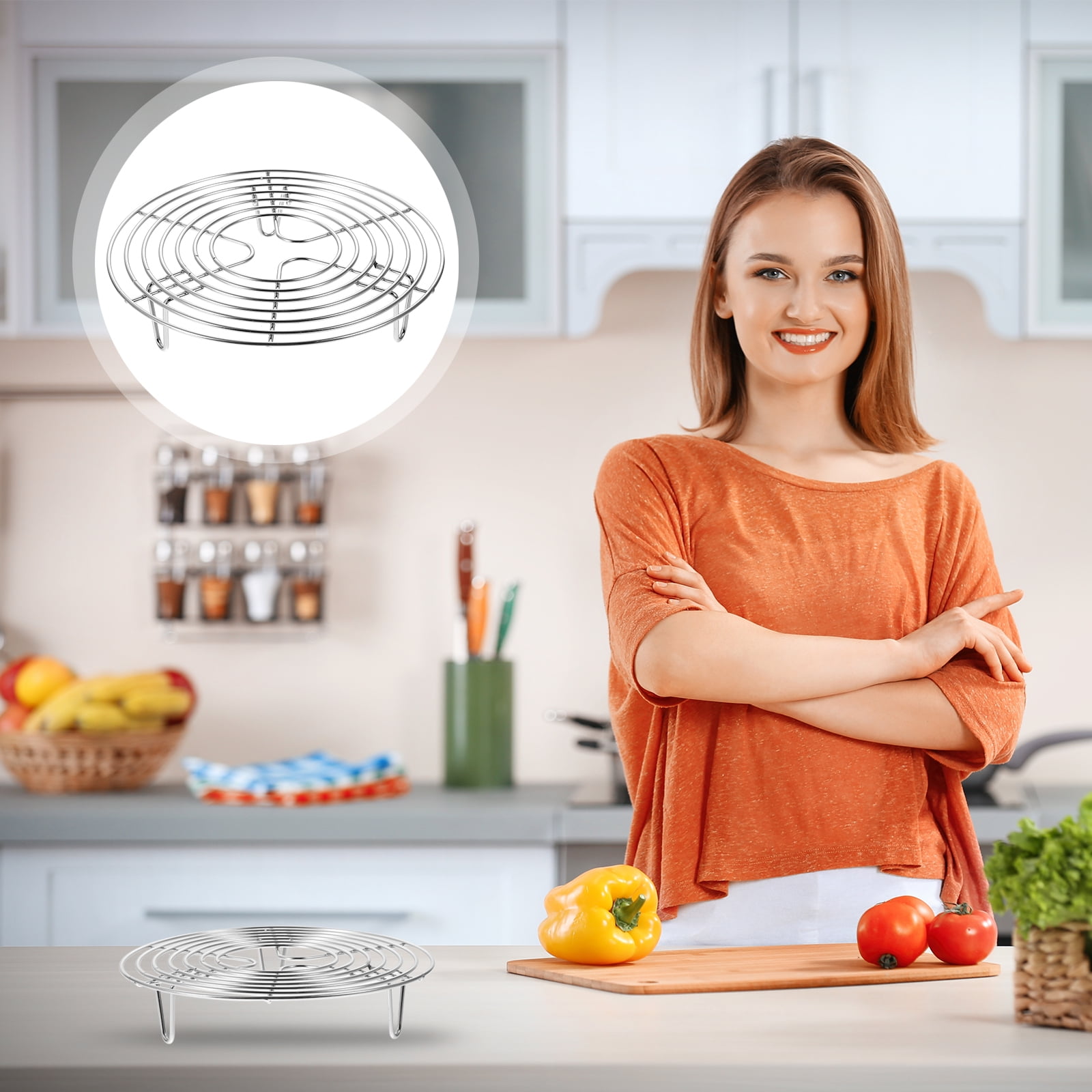 WHAMVOX Steamer Rack for Kitchen Use Made of 304 Stainless Steel Silver ...