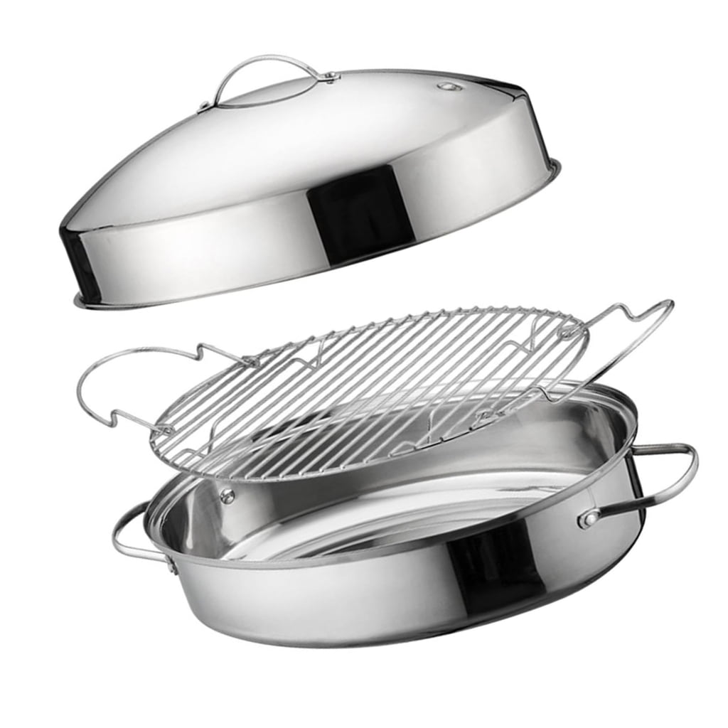 Stainless Steel Steaming Pot Steamer Oval Roaster with Double Handle ...