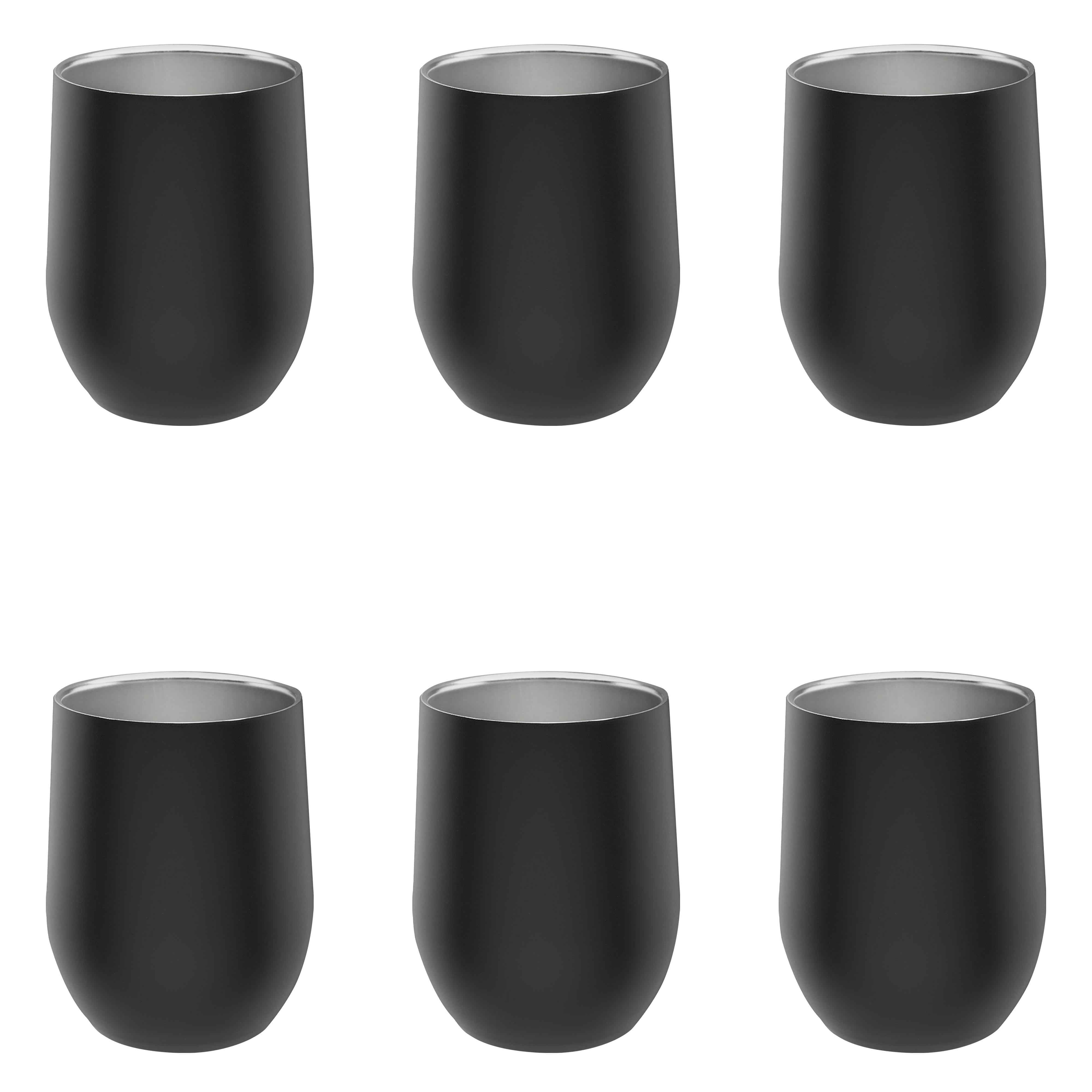 Stainless Steel Stemless Wine Glasses 11 oz. Set of 6, Bulk Pack ...