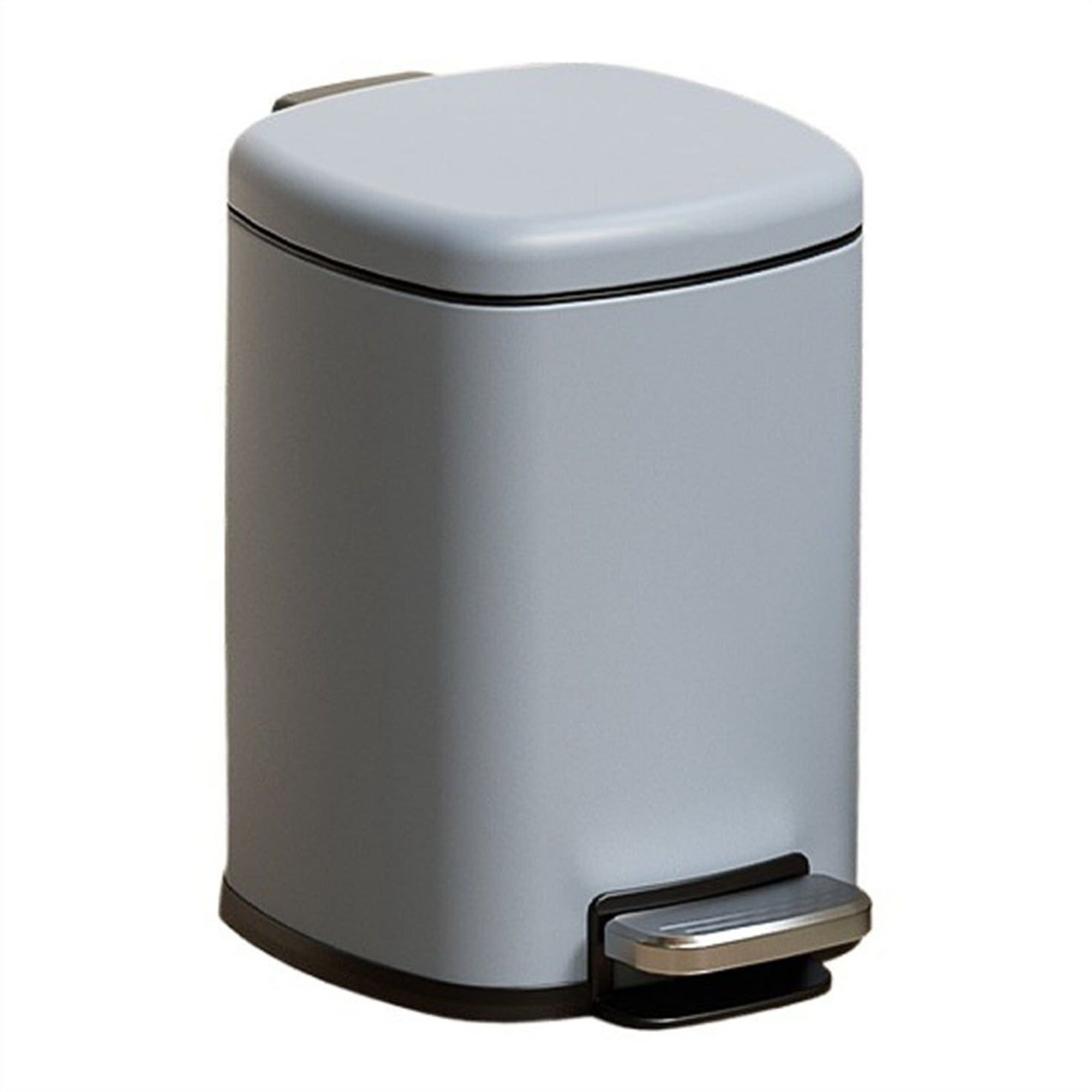 Stainless Steel Step Trash Can, Round Metal Garbage Bin with Foot Pedal ...