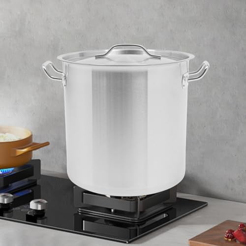 Stainless Steel Stock Pot, 35 Quart Large Stock Pot with Lid, Heavy ...