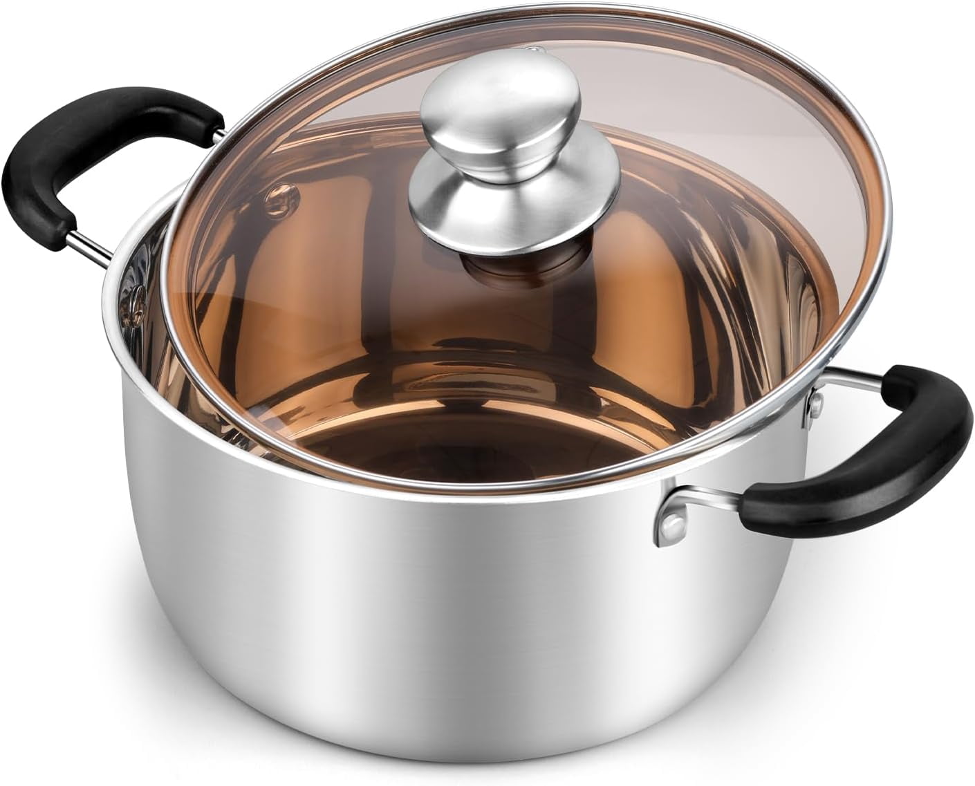 Stainless Steel Stock Pot, 4-quart Tri-ply Base Stockpot Cooking Pasta ...
