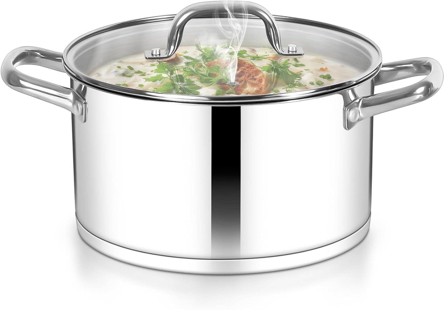 Stainless Steel Stock Pot, 4-quart Tri-ply Base Stockpot Cooking Pasta ...