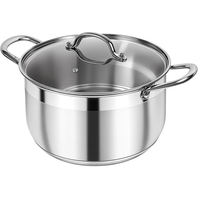 Stainless Steel Stock Pot - 8 Quart Heavy Duty Induction Cooking Pot ...