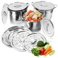 4Pcs Stainless Steel Stock Pot Set with Lids 11Qt 9Qt 7Qt 5.5Qt Sauce ...