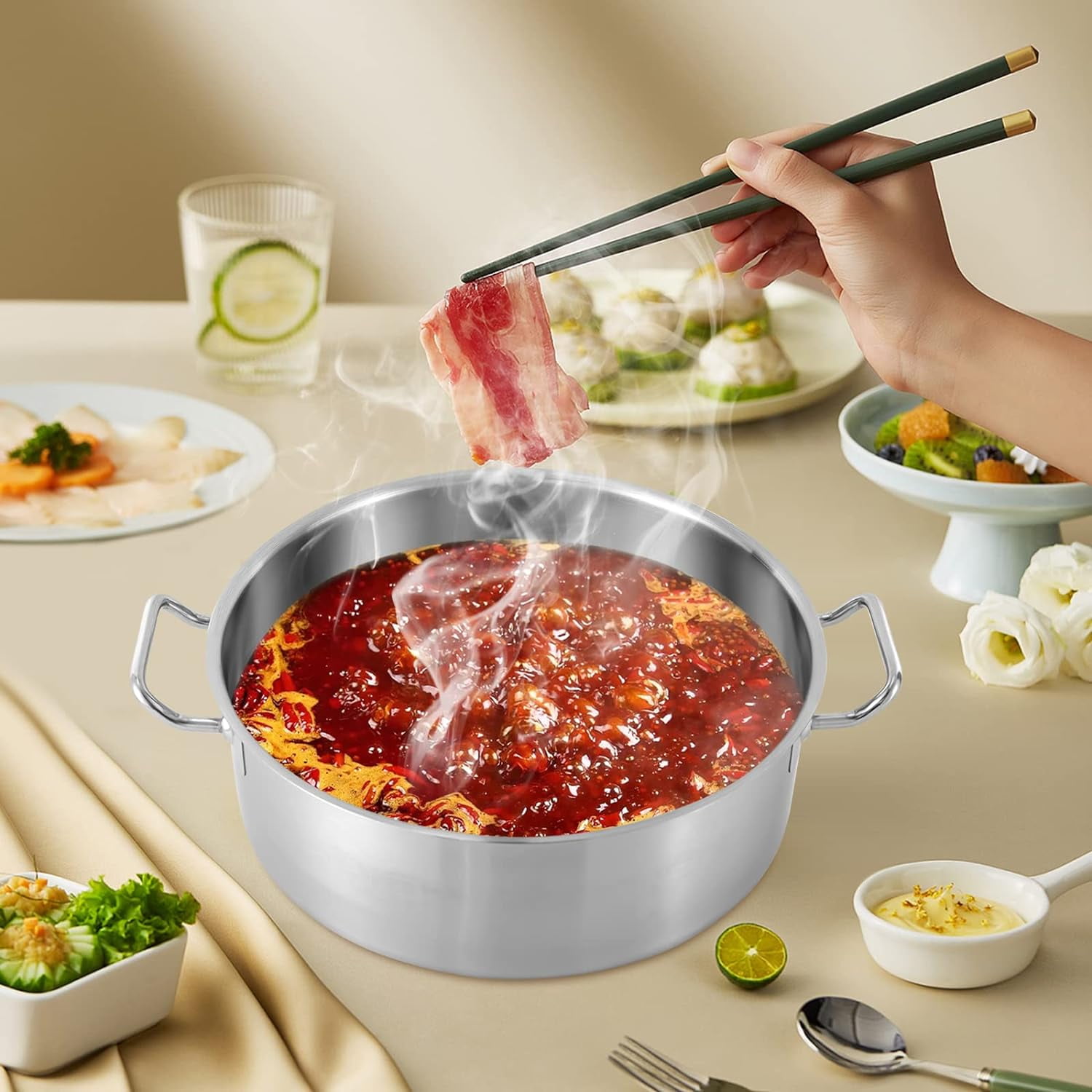 Stainless Steel Stock Pot Soup Pot With Lid Cookware Stockpots Cooking ...