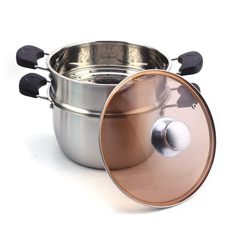 Stainless Steel Stock Pot & Steamer With Glass Lid - Multicolor, 2 ...