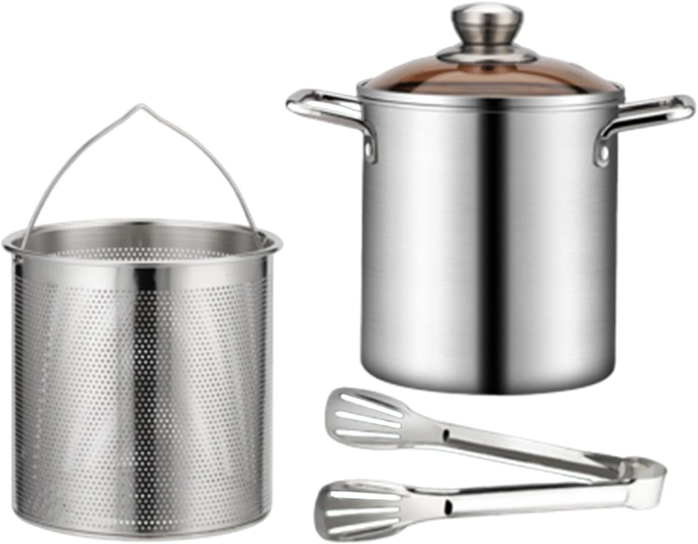 Stainless Steel Stockpot with Strainer Seafood Boil Pot for Deep Frying ...