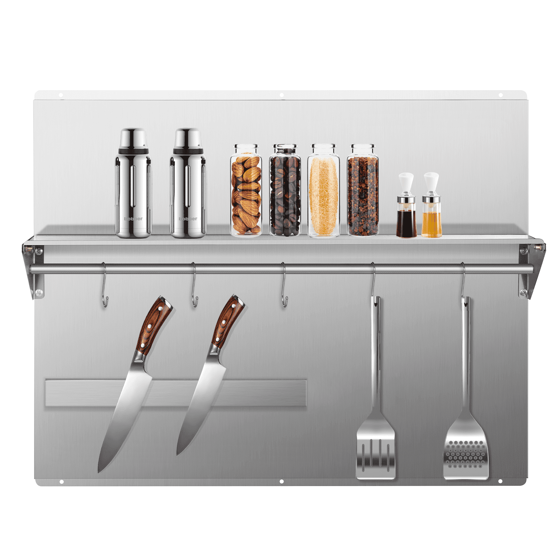 Stainless Steel Stove Backsplash Protector with Storage Shelf, Magnetic ...