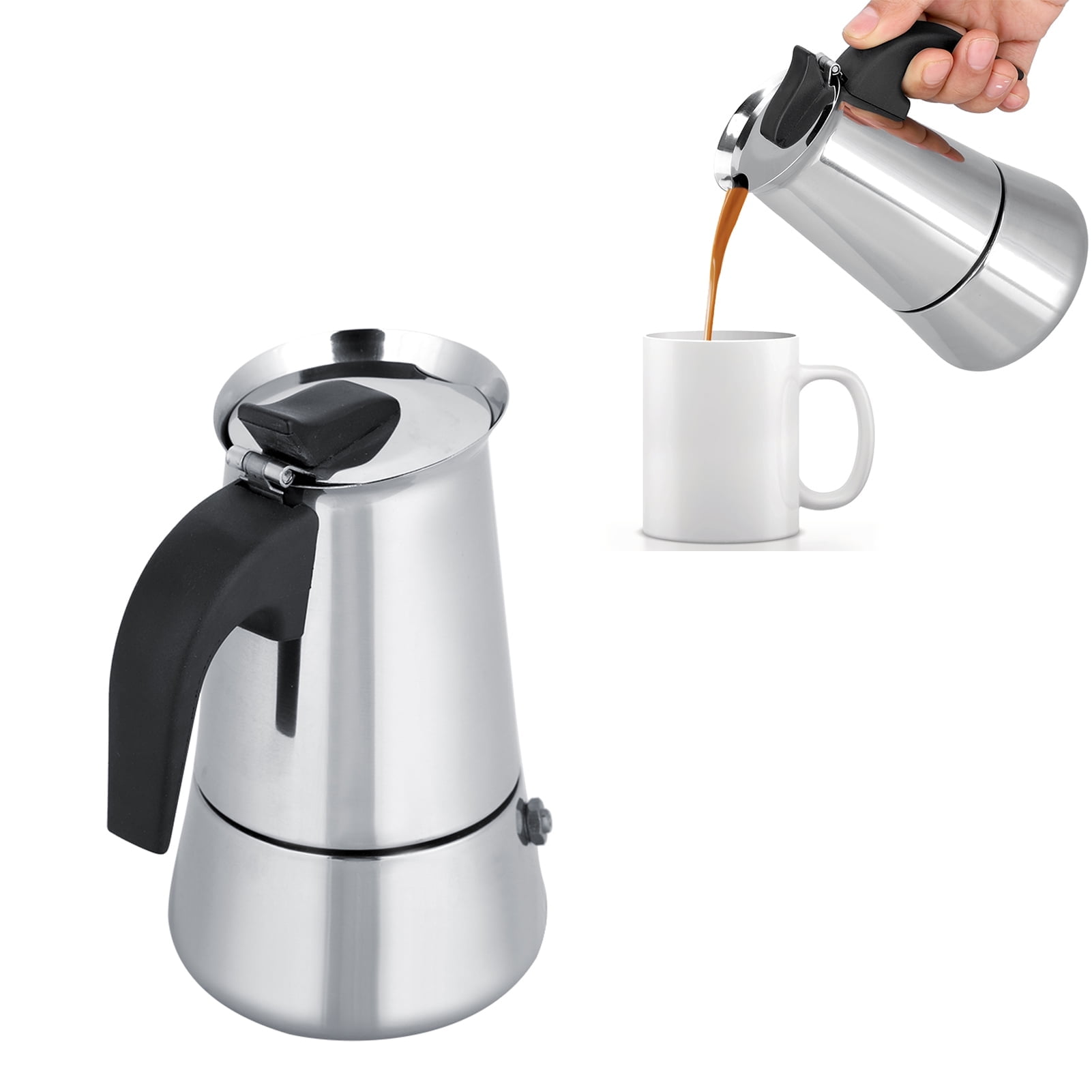 Stainless Steel Stovetop Moka Pot Espresso Maker Percolator Portable ...