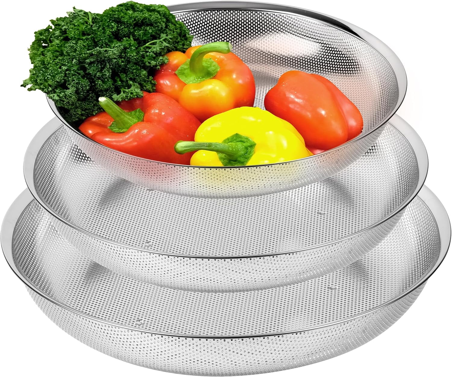 Stainless Steel Strainer with Long Handle, Micro-Perforated Colanders ...