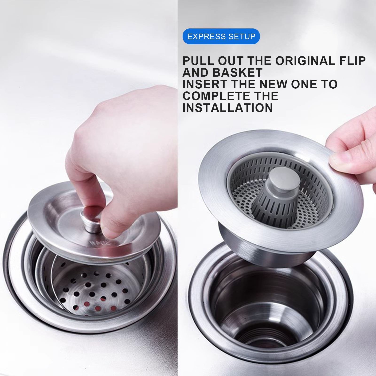 Stainless Steel Strainers for Kitchen - Drain Strainer Stopper Garbage ...