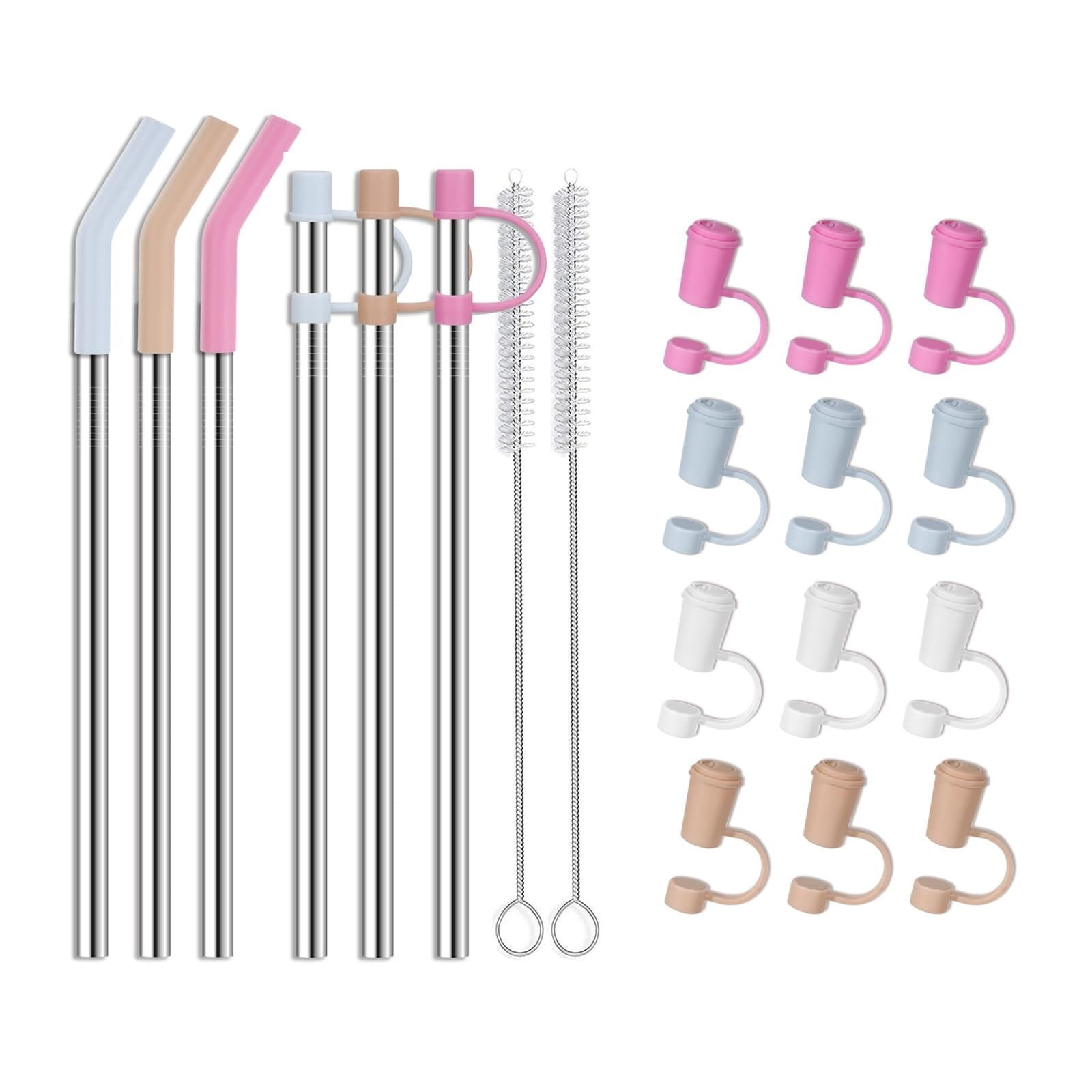 Stainless Steel Straw with Extra Silicone Tumbler Straw Covers for ...