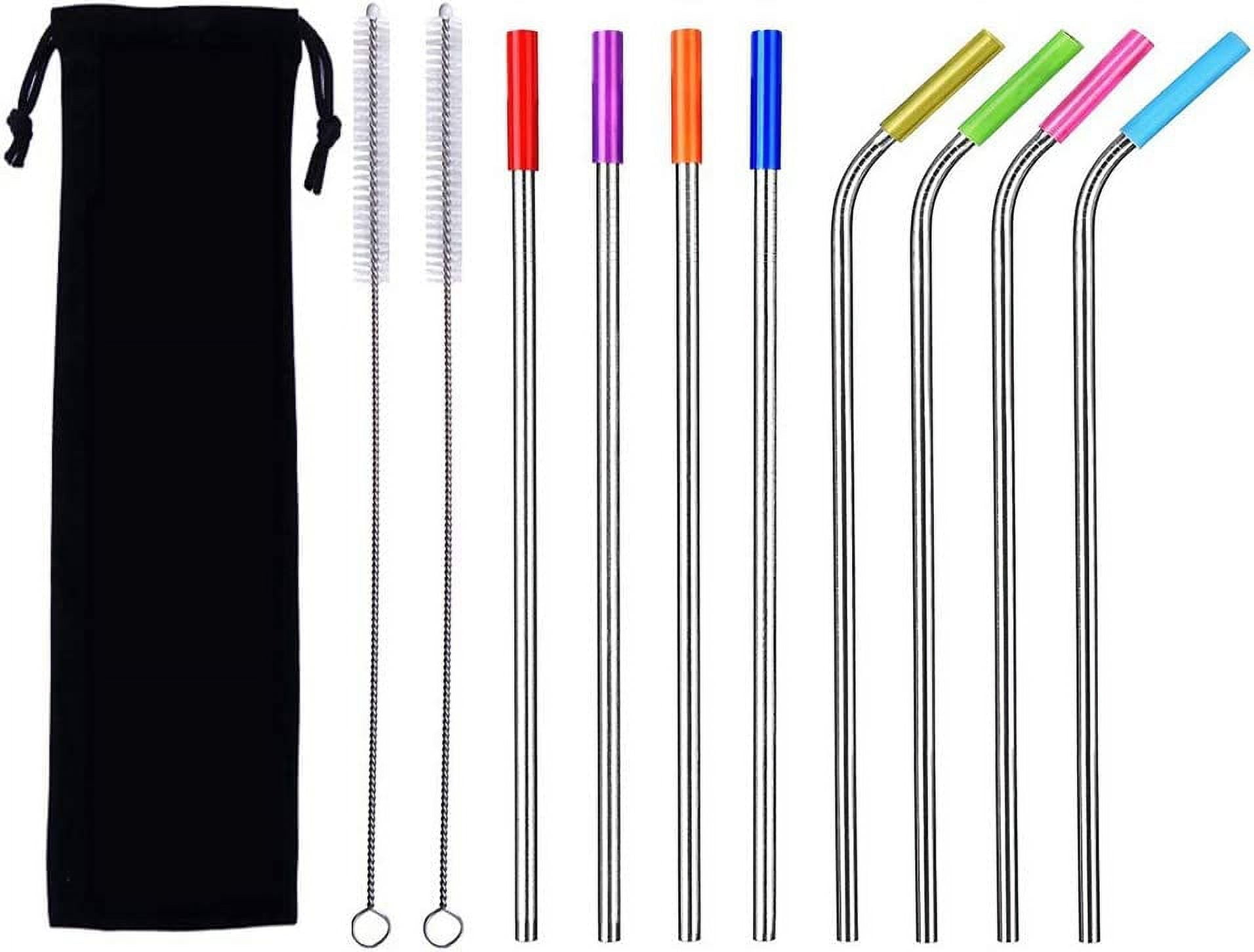 Stainless Steel Straws Reusable Metal Drinking Straws Curved Straight ...