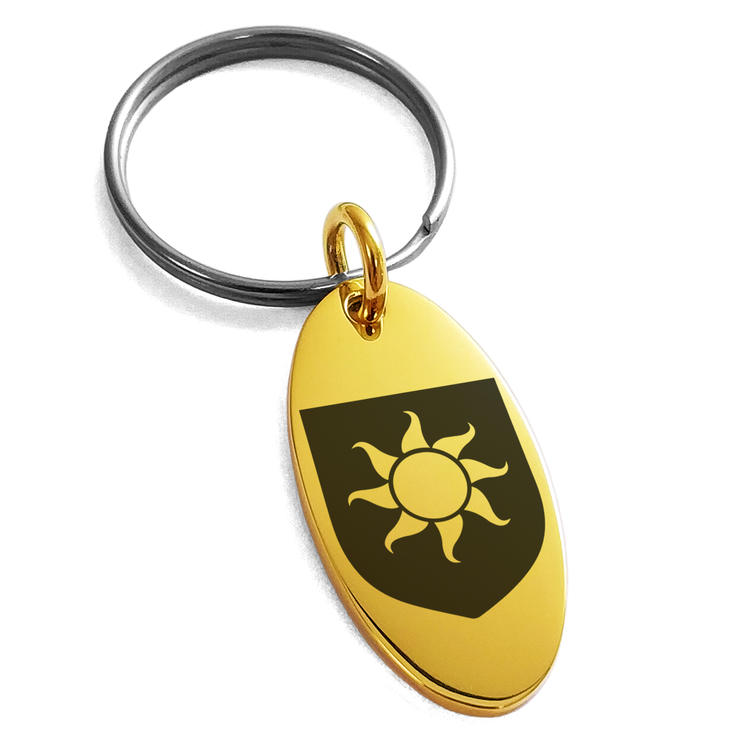 Stainless Steel Sun Splendor Coat of Arms Shield Engraved Small Oval ...