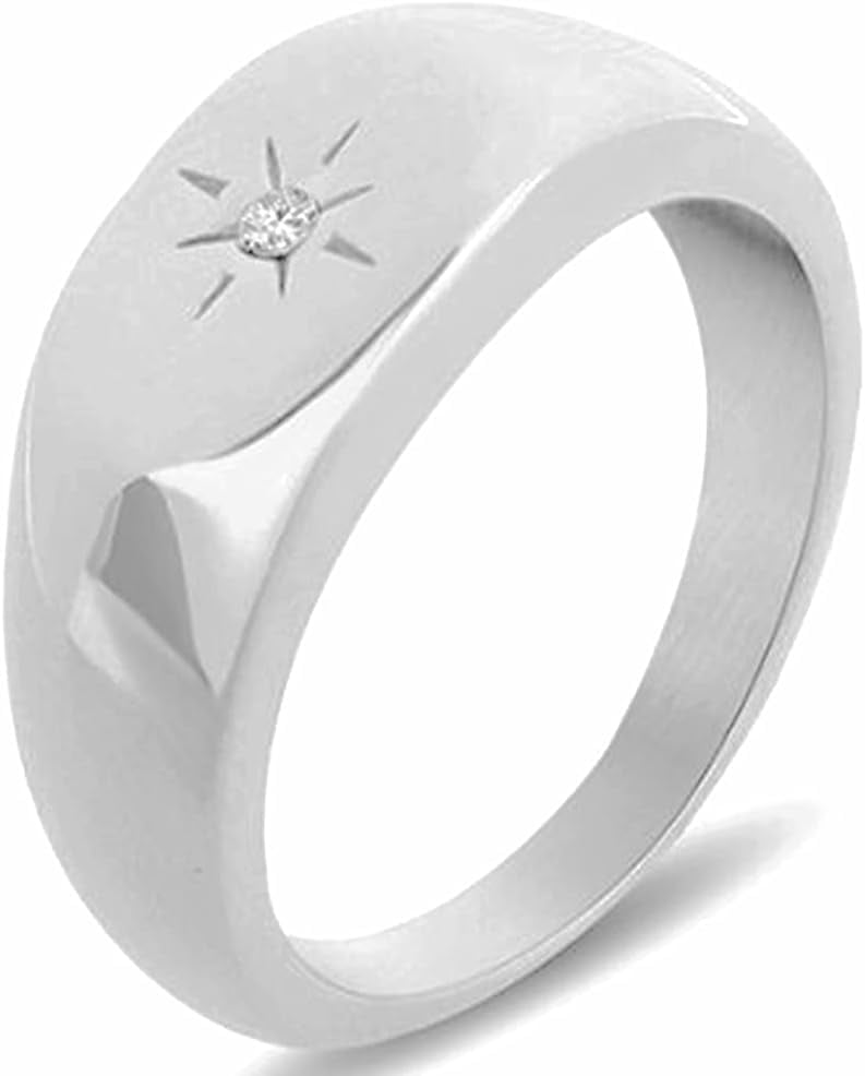 Stainless Steel Sunshine Signet Style Fashion Dainty Wedding Promise ...