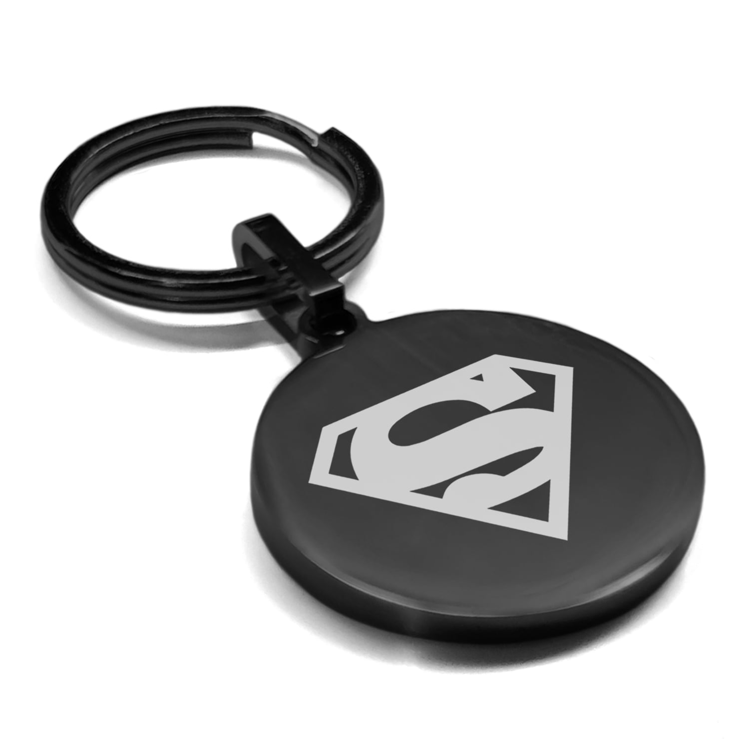 Stainless Steel Superman Round Medallion Keychain Circle Ring - Walmart.com