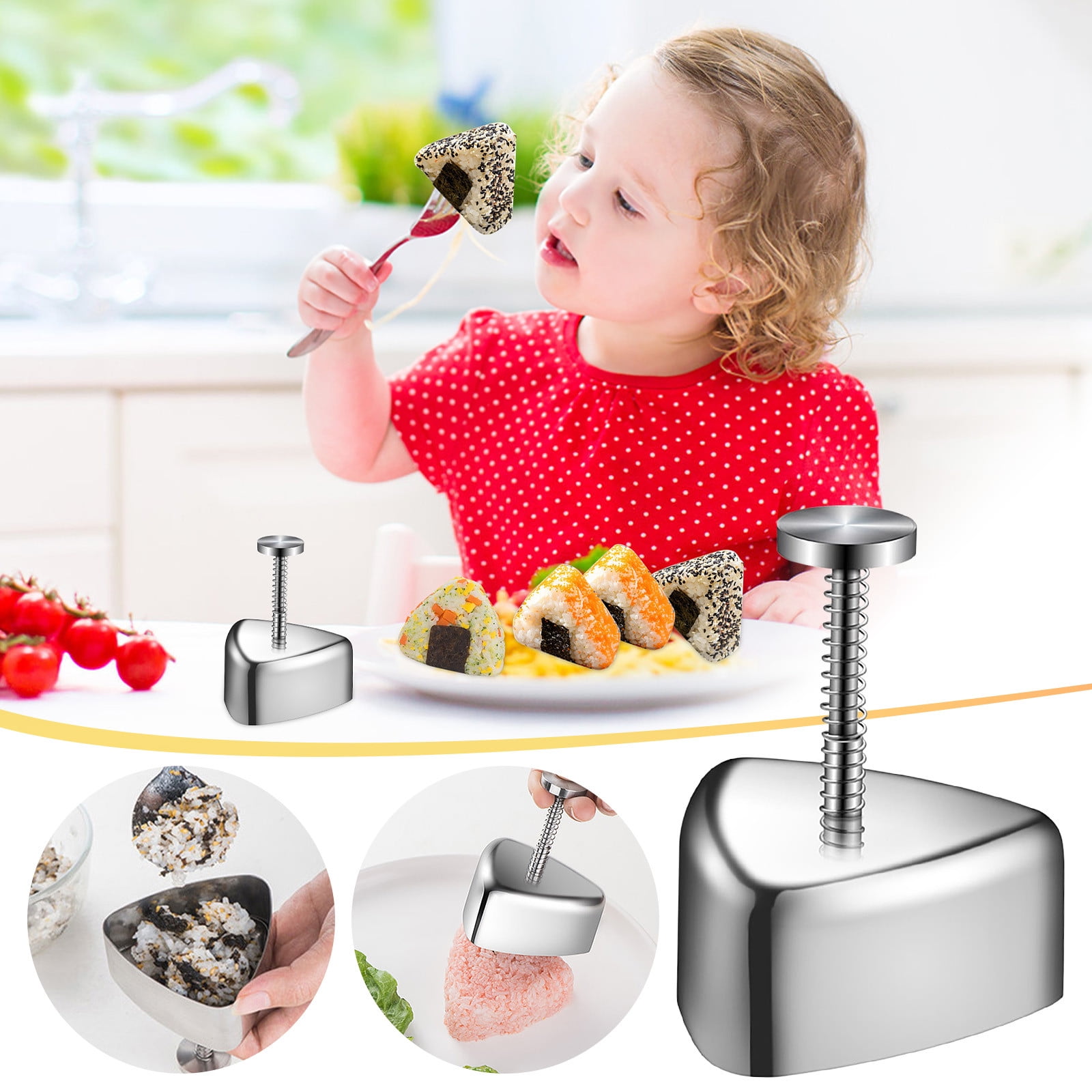 Stainless Steel Sushi Roll Mold | Onigiri Triangle Rice Ball Maker ...