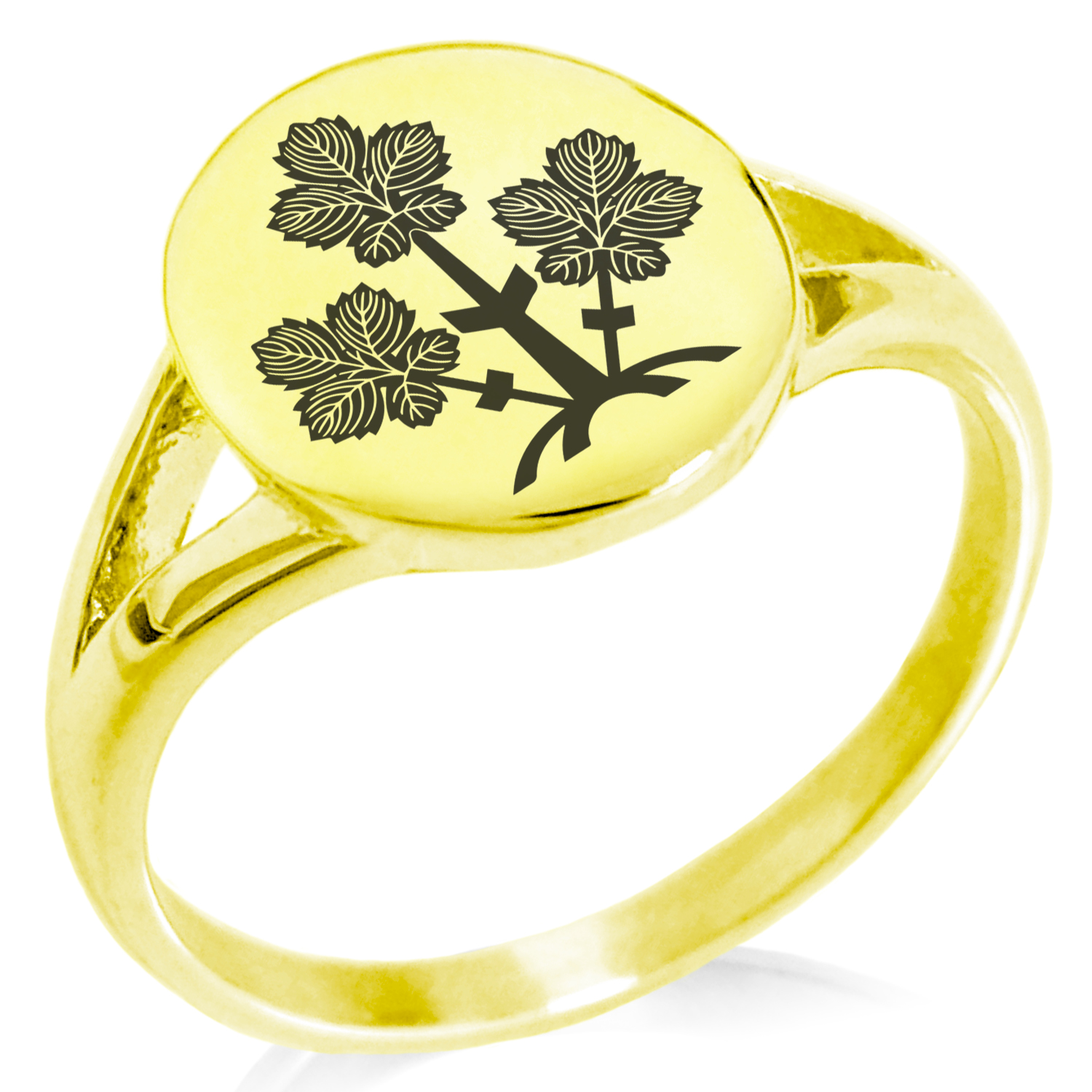 Stainless Steel Suwa Samurai Crest Minimalist Oval Top Polished ...