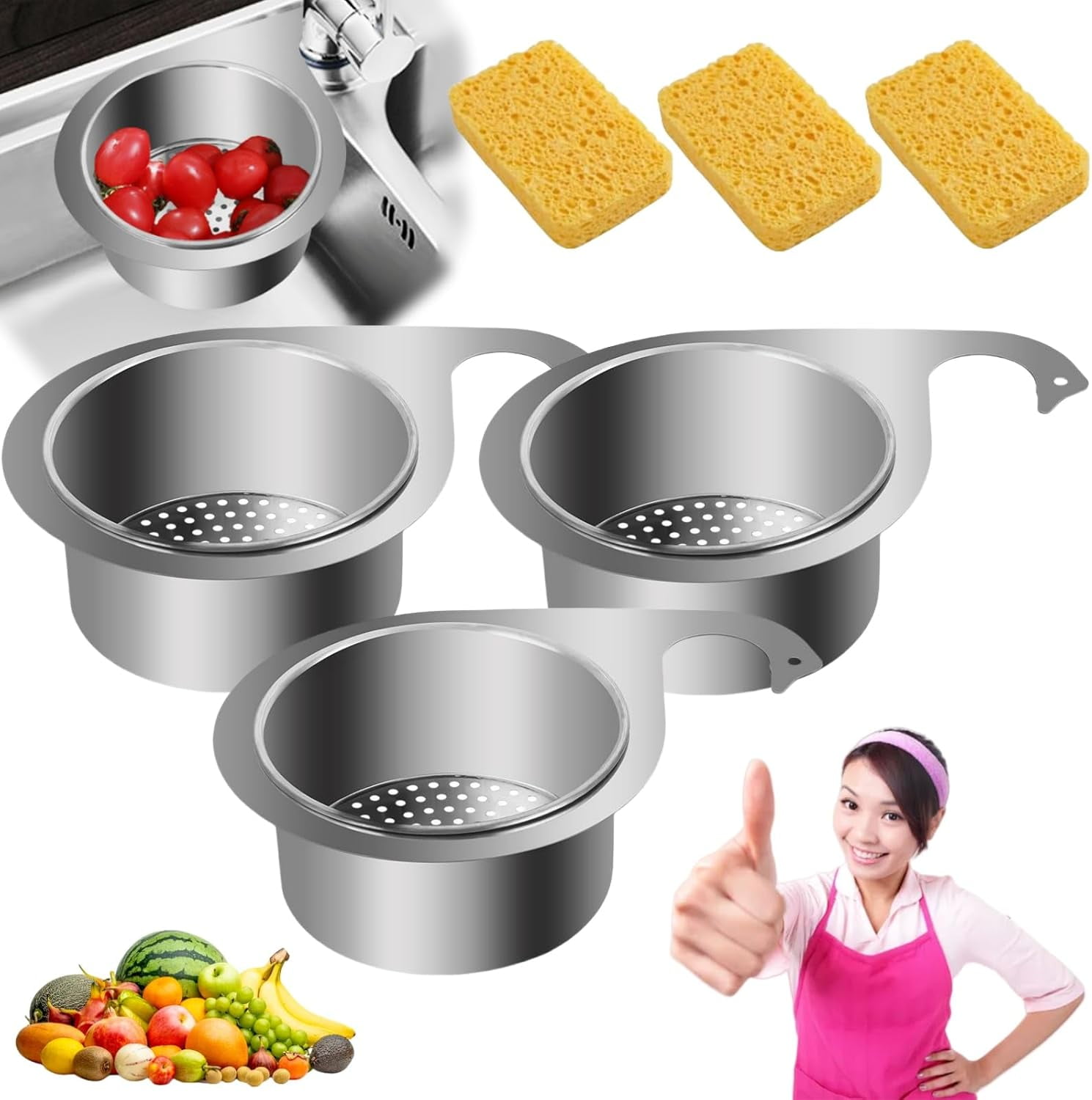 Stainless Steel Swan Sink Strainer Basket, 2024 New Kitchen Sink Drain ...