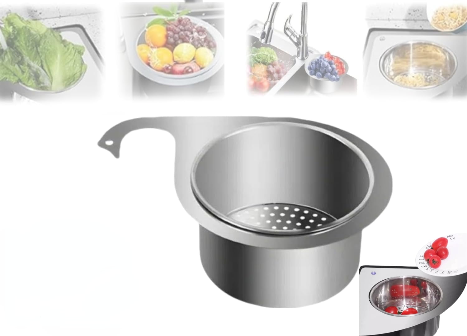 Stainless Steel Swan Sink Strainer Basket, Drain Basket for Kitchen ...