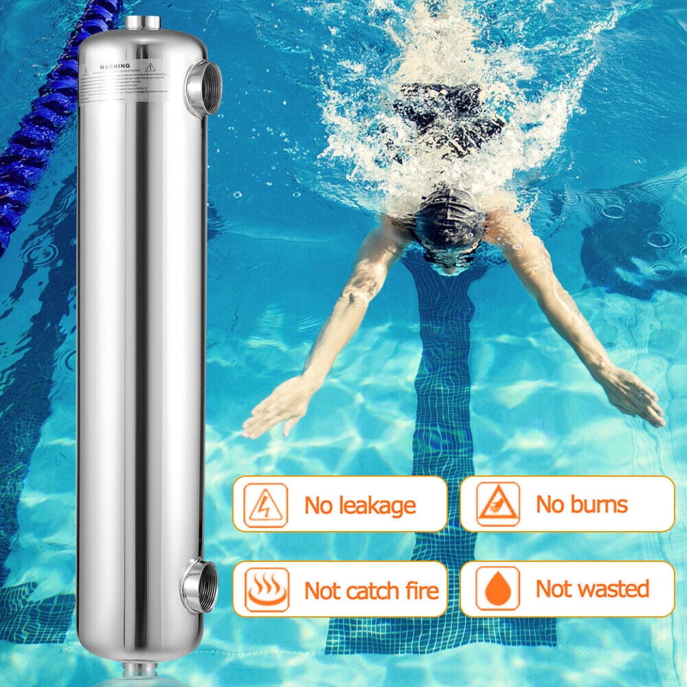 Stainless Steel Swimming Pool Heat Exchanger 200 kBtu/hour 1"+1 1/2 ...