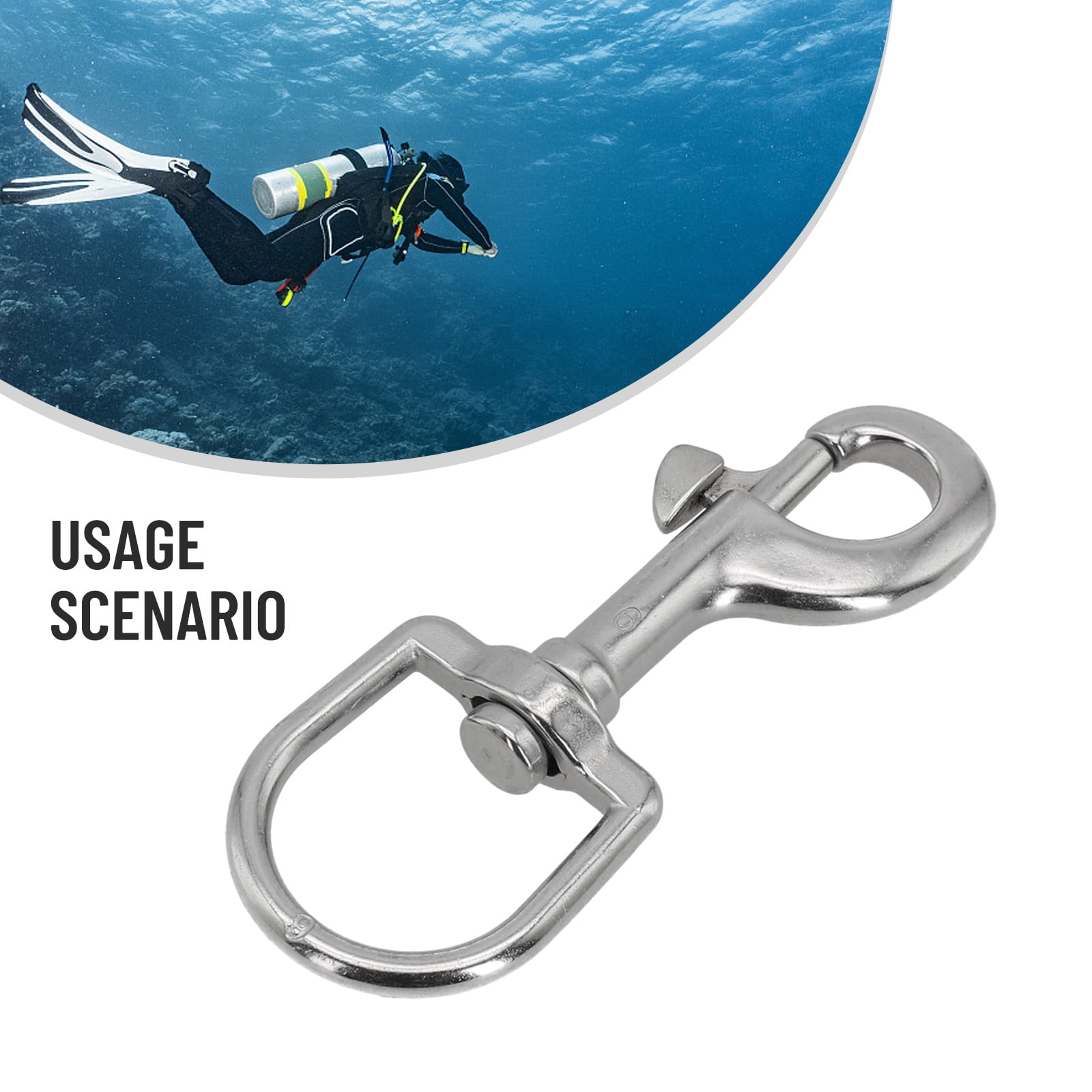 Stainless Steel Swivel Eye Bolt Snap Spring Hook For Scuba Diving Pet ...