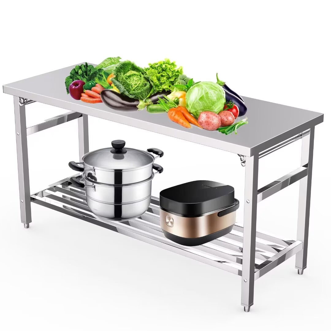 Stainless Steel Table, 24 x 60 Inches Folding Heavy Duty Commercial ...