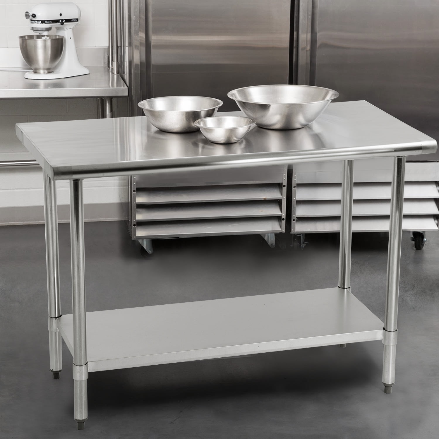 Stainless Steel Table Kitchen Prep & Work Table 24" D X 48" W Heavy ...