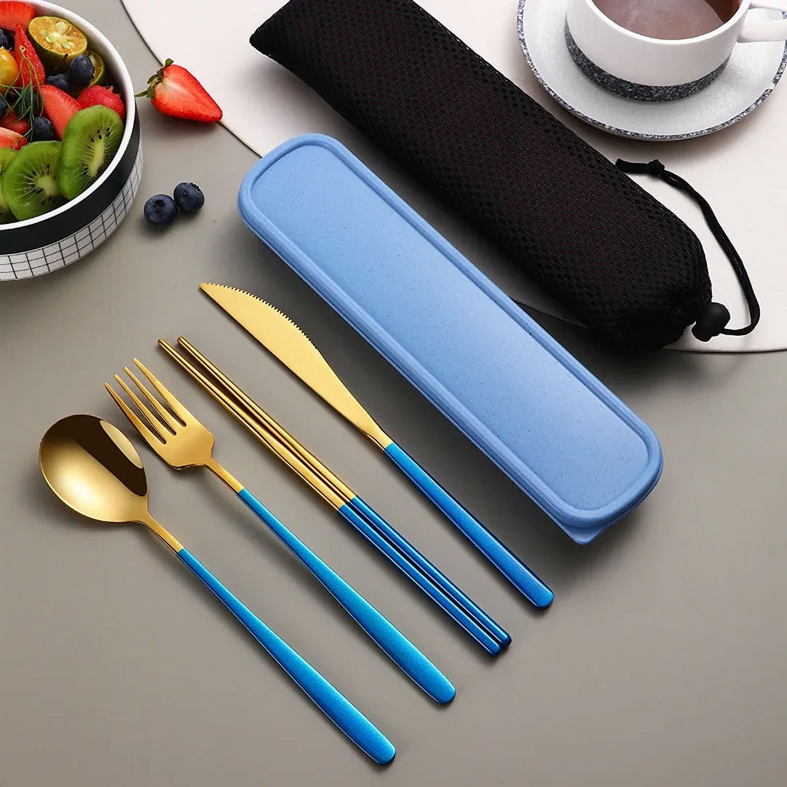 Stainless Steel Tableware Set Portable Cutlery Dinner Knife Fork Spoon ...