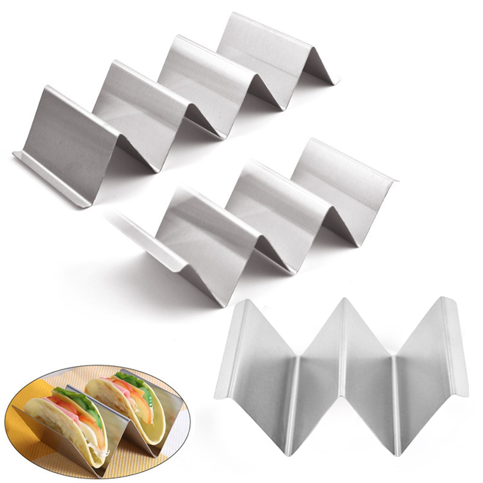 Stainless Steel Taco Holder Stand Reversible Holds 3 or 2 Tortillas ...