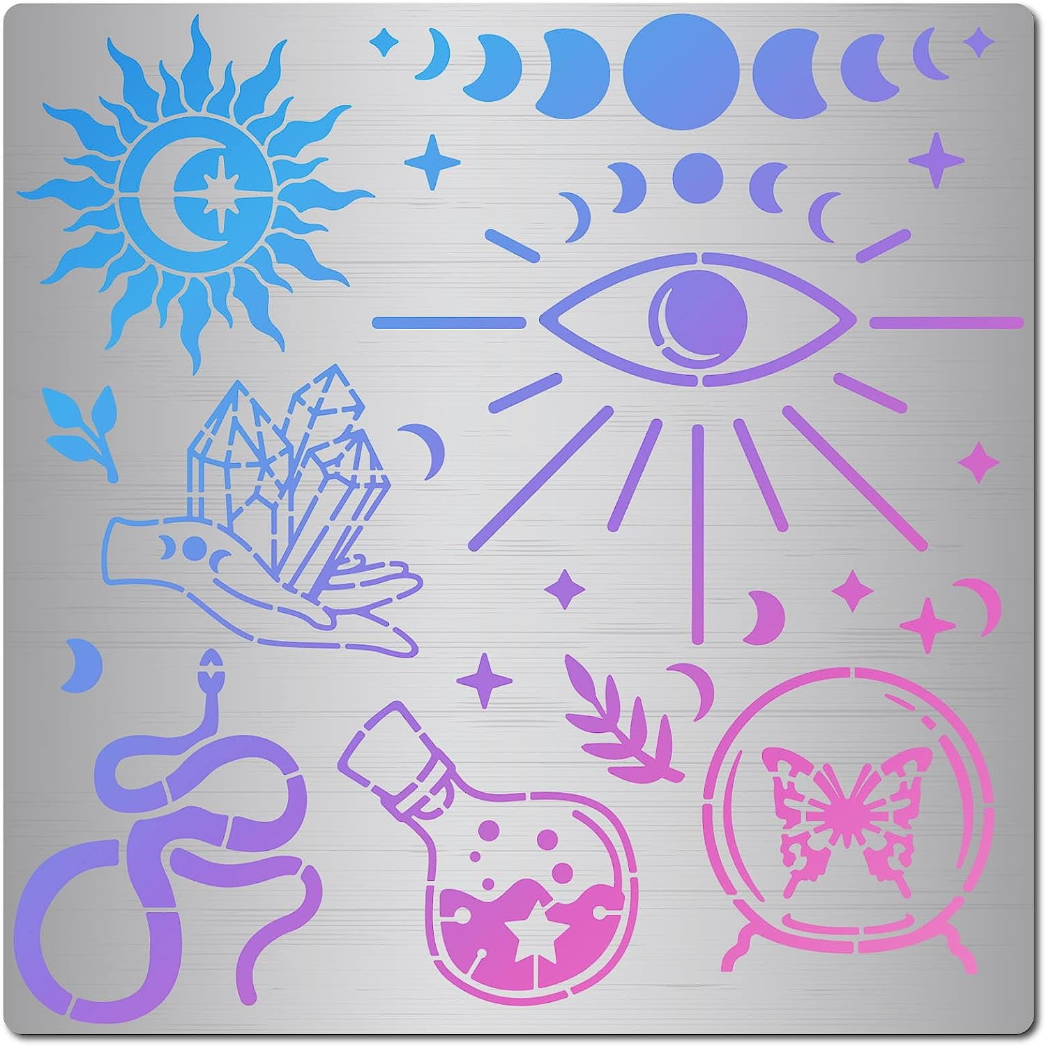 Stainless Steel Tarot Sun Stencil Journal Stencils Evil's Eye Snake ...