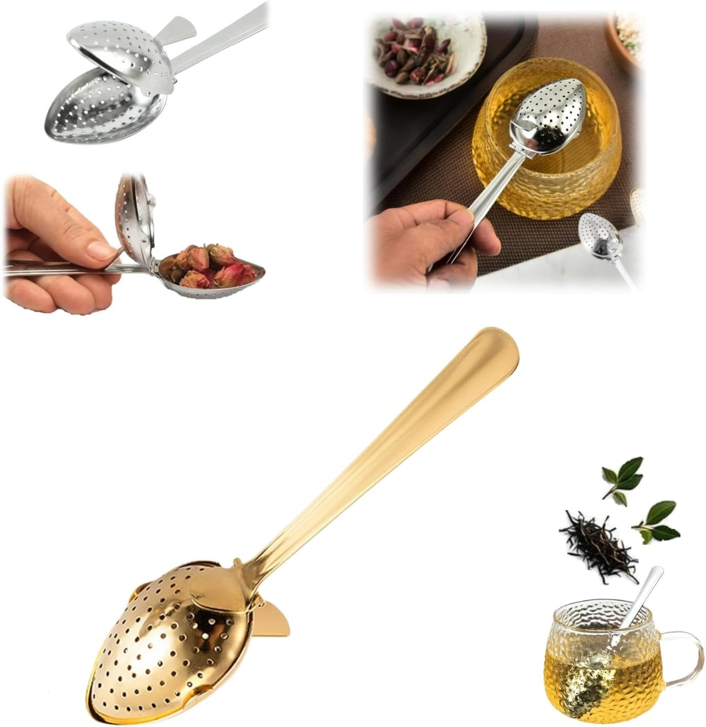 Stainless Steel Tea Infuser Spoon Shape Tea Diffuser Fine Holes ...