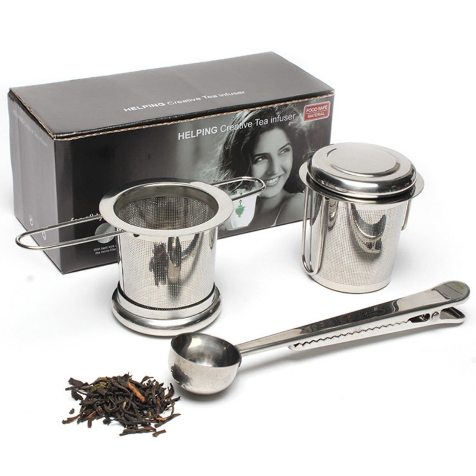 Stainless Steel Tea Infuser with Lid and Folding Handles, Reusable ...