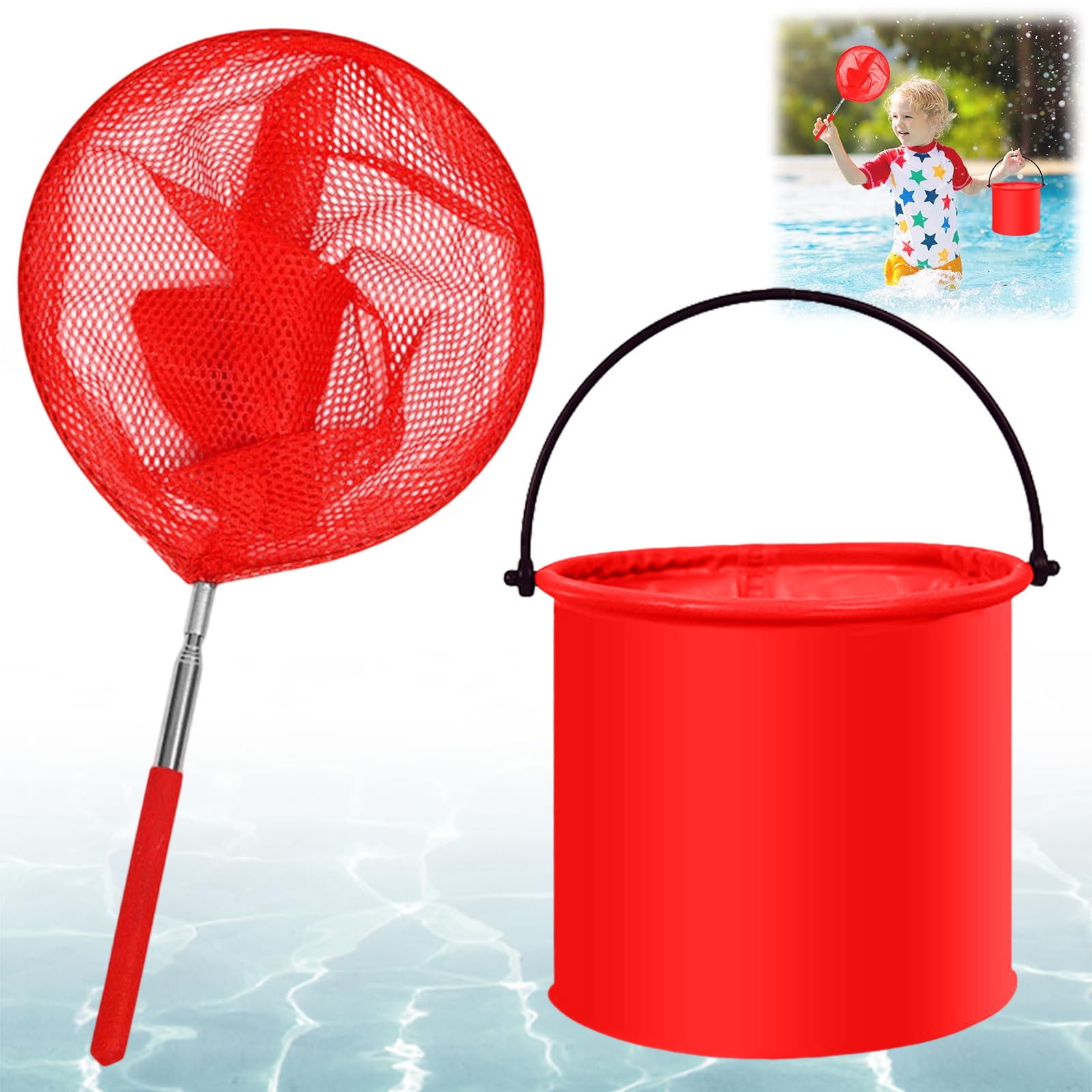 Stainless Steel Telescopic Fishing Net with Collapsible Bucket Set for ...