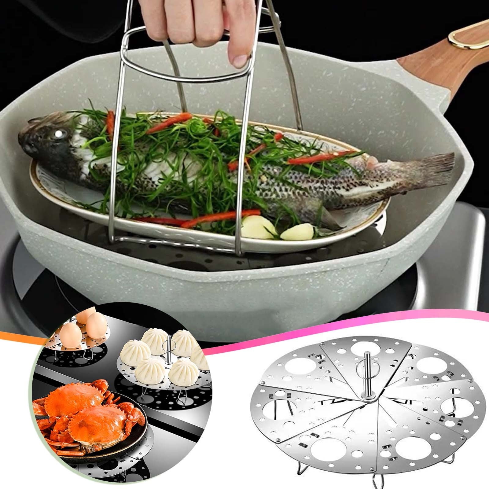 Stainless Steel Telescopic Steamer Bracket, Upgarded Telescopic Folding ...