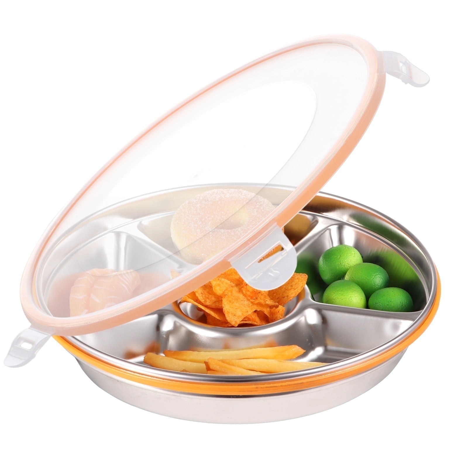 1 Pc Divided Insulated Food Tray, 5 Compartments Serving Tray with Lid ...