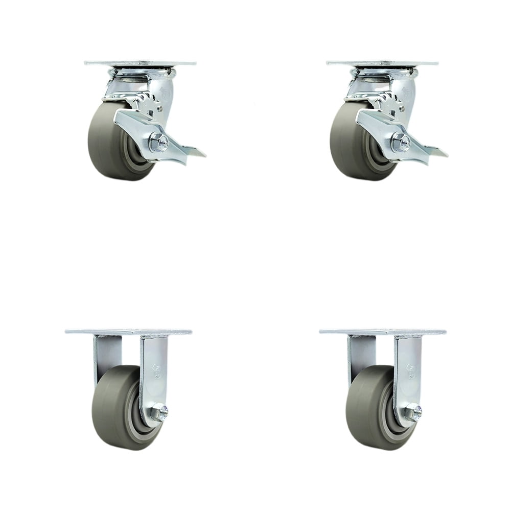 4 Inch Stainless Steel Thermoplastic Caster Set with 2 Brake/Swivel ...