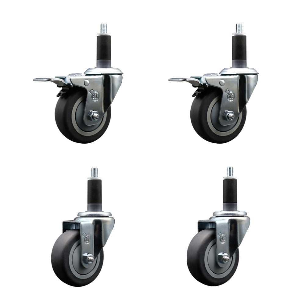 Stainless Steel Thermoplastic Rubber Swivel Expanding Stem Caster Set ...