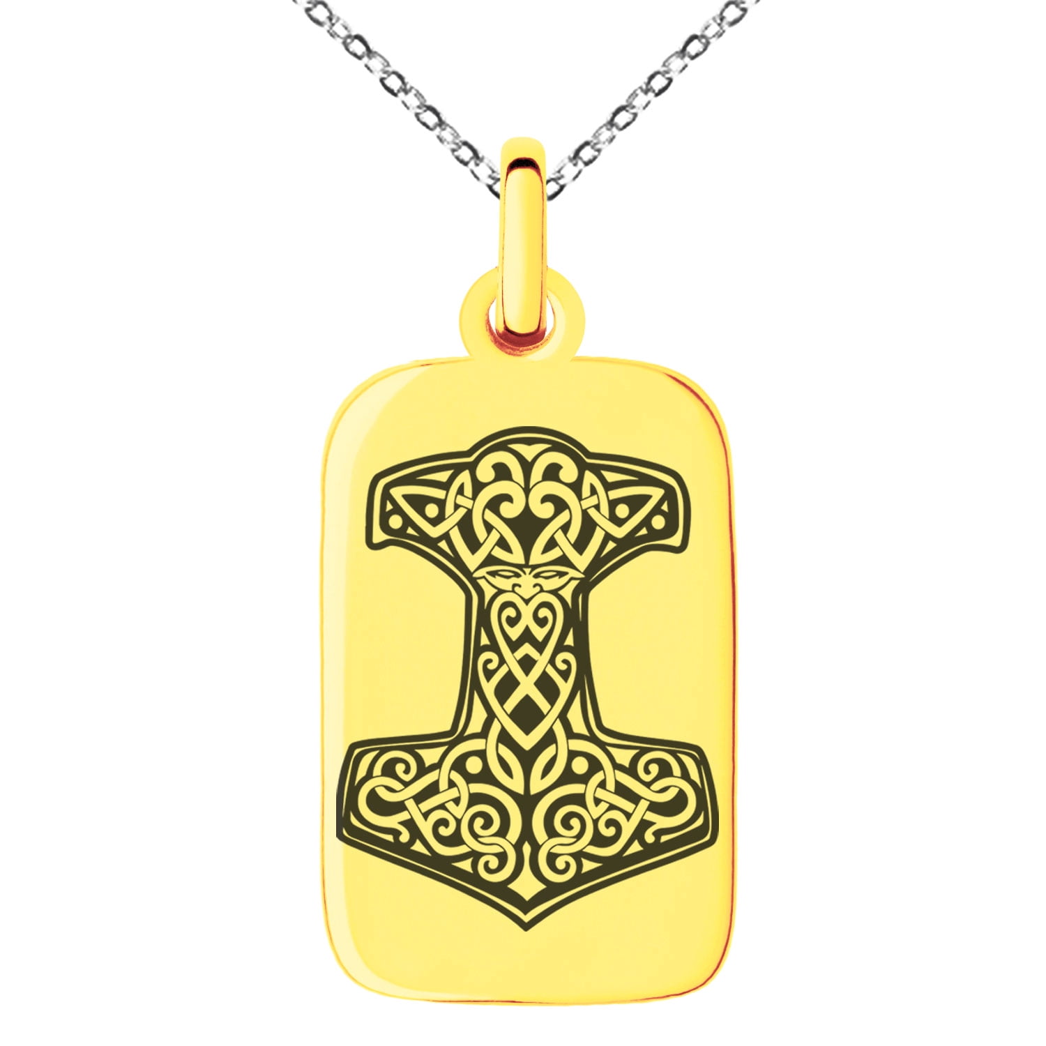 Stainless Steel Thor's Hammer Mjolnir Knot Viking Norse Engraved Small ...