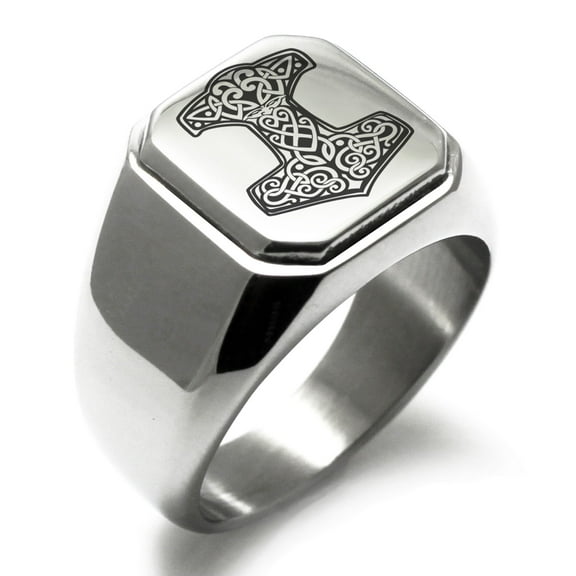 Tioneer Stainless Steel Thor's Hammer Mjolnir Celtic Viking Rune ...