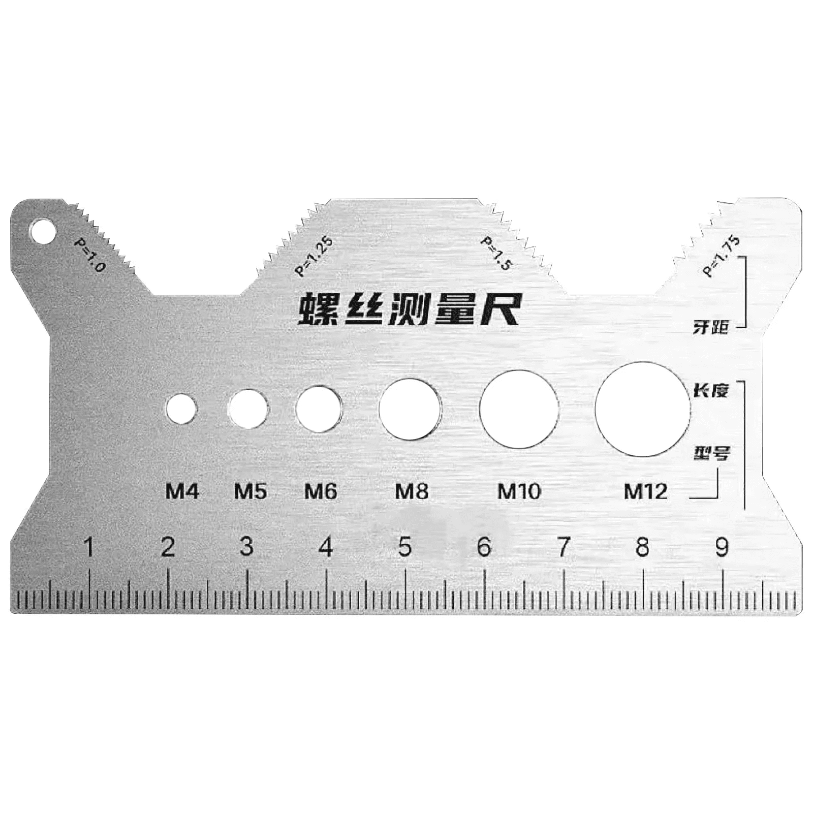 Stainless Steel Thread Pitch Gauge Ruler, Multi-Function Screw Size ...