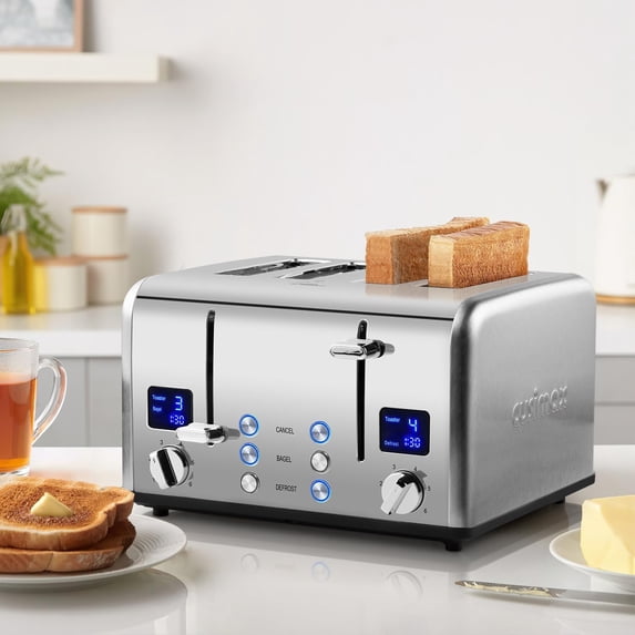 Stainless Steel Toaster, 4 Slice Toaster with Smart LED Display, Exart ...