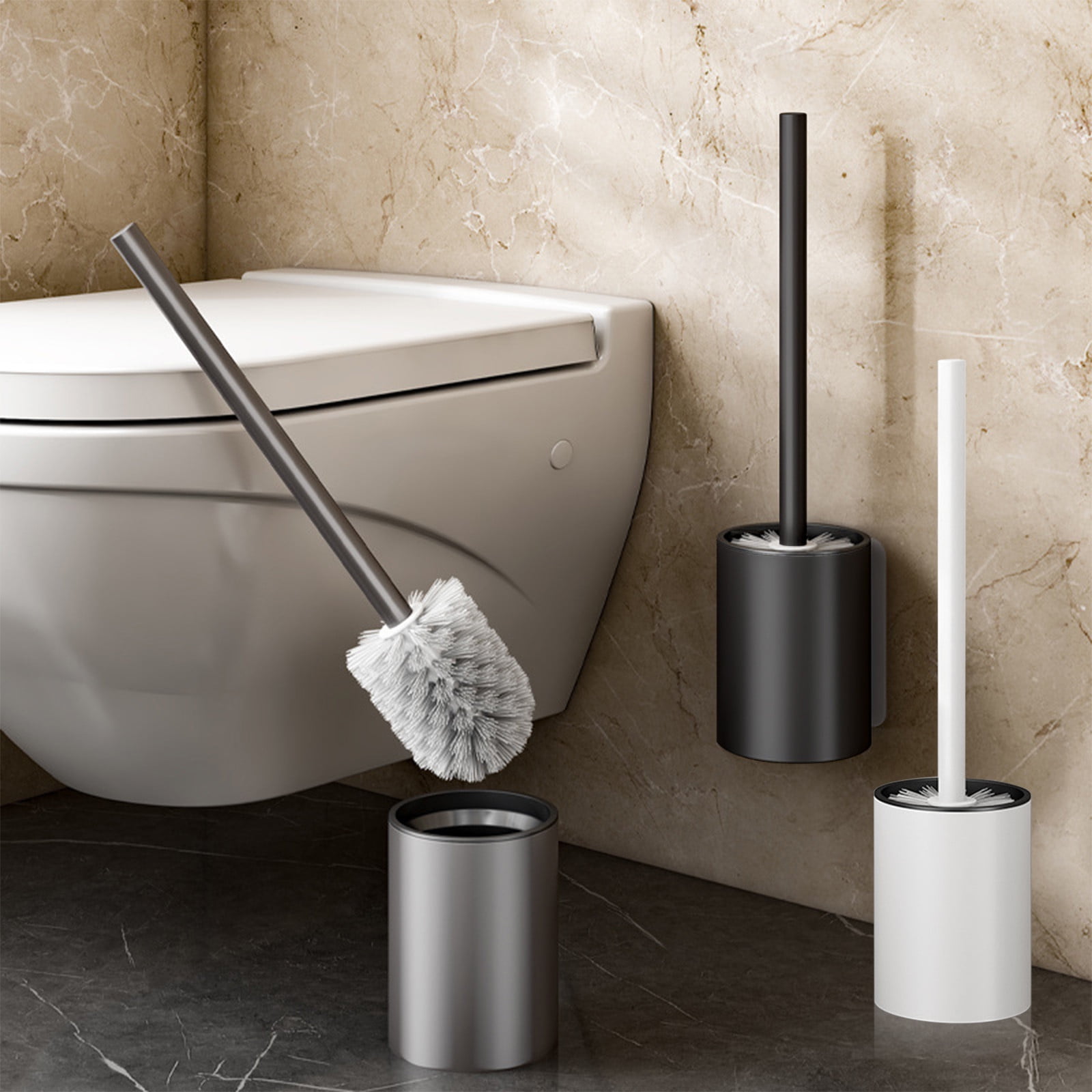 Stainless Steel Toilet Bowl Brush, Modern Compact Design, Long Handle ...