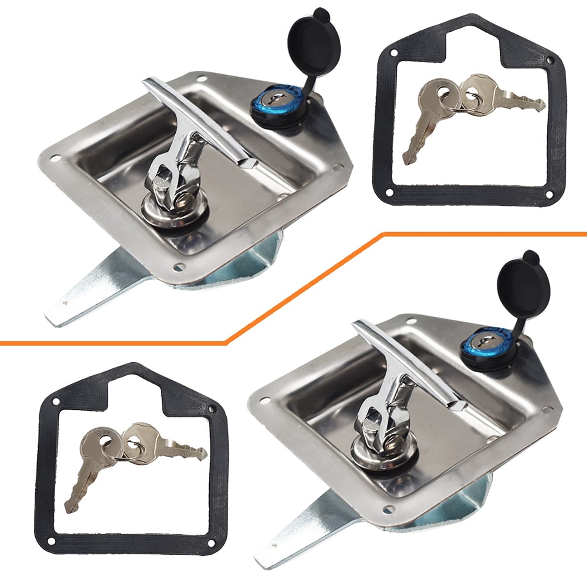 Stainless Steel Toolbox Door Latches w/ Gasket & Keys, T-Fold Handle ...