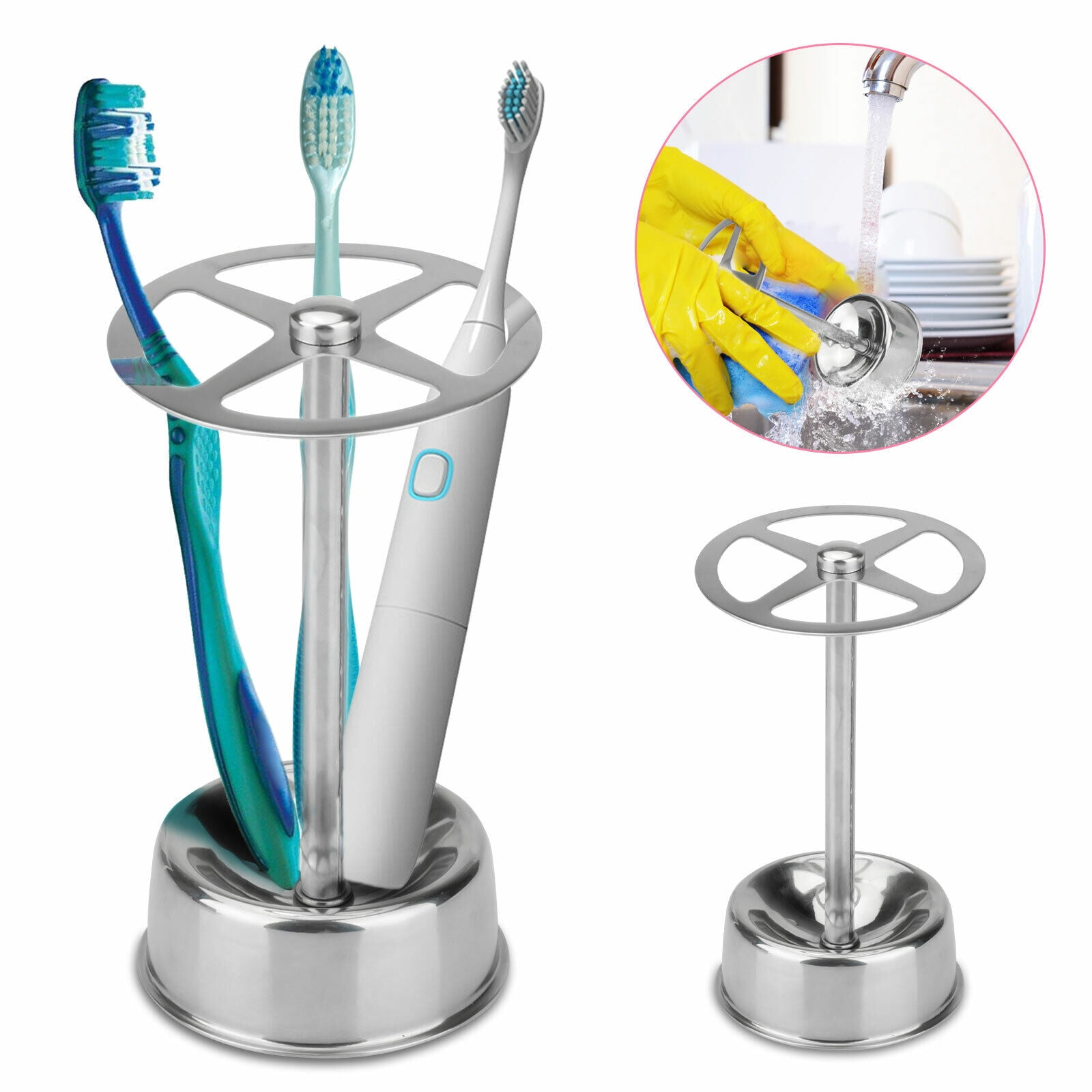 Stainless Steel Toothbrush Holder Toothpaste Stand Bathroom Organizer ...