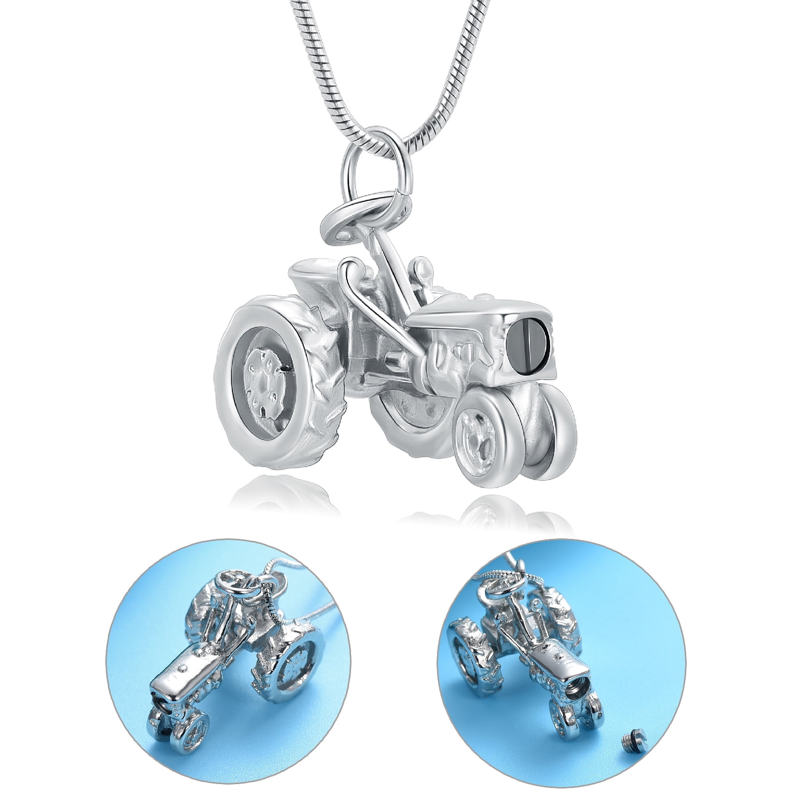 Stainless Steel Tractor Funeral Cremation Urn Pendant Necklace for ...