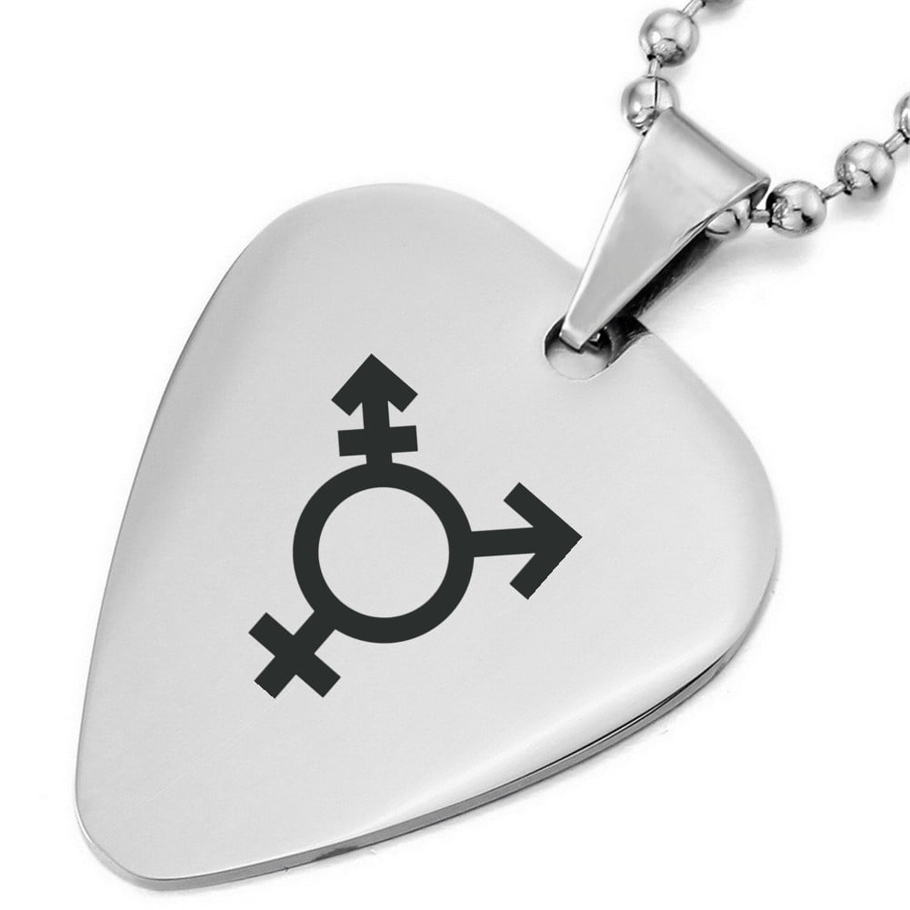 Stainless Steel Transgender Symbol Guitar Pick Pendant Male Female ...