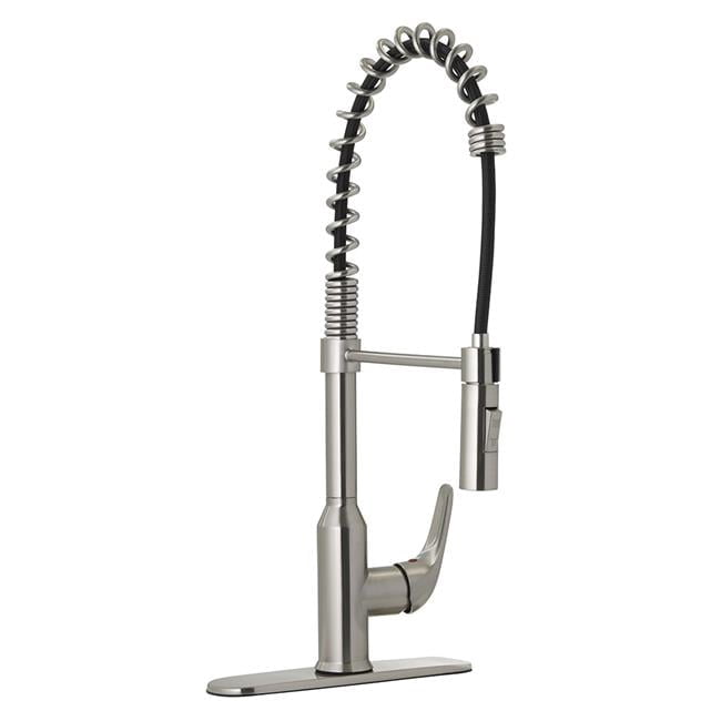 Stainless Steel Transitional Spring Neck Pull-Down Kitchen Faucet ...