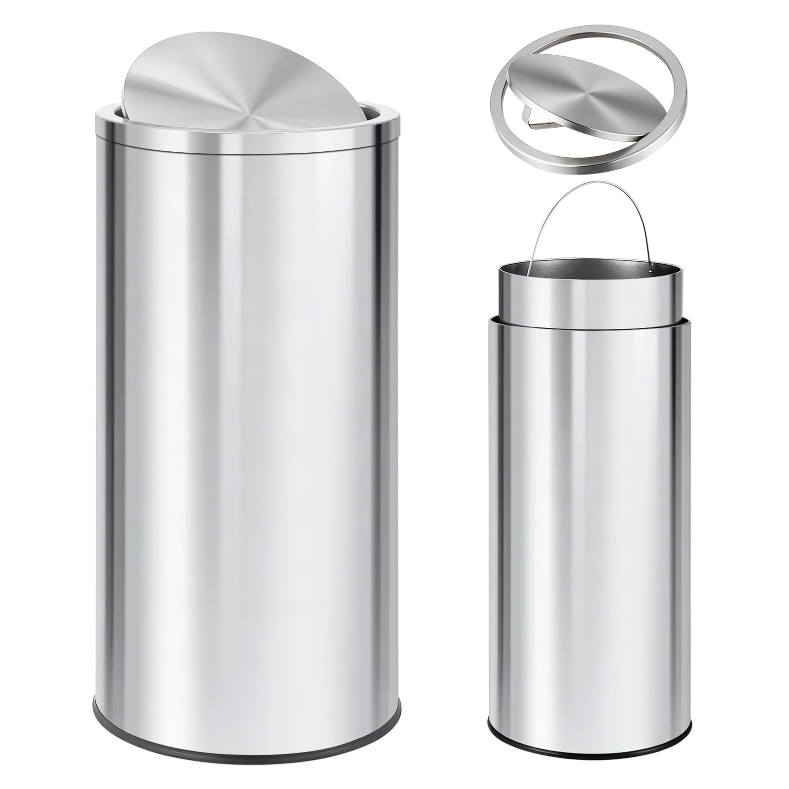 Stainless Steel Trash Can with Lid, 13 Gallon/18.5 Gallon Swing Top ...